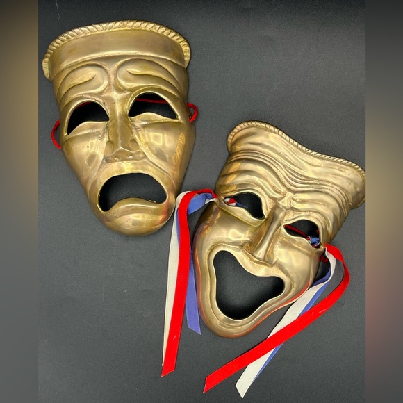 Accents | Vintage Brass Laugh Now Cry Later Theater Masks | Poshmark